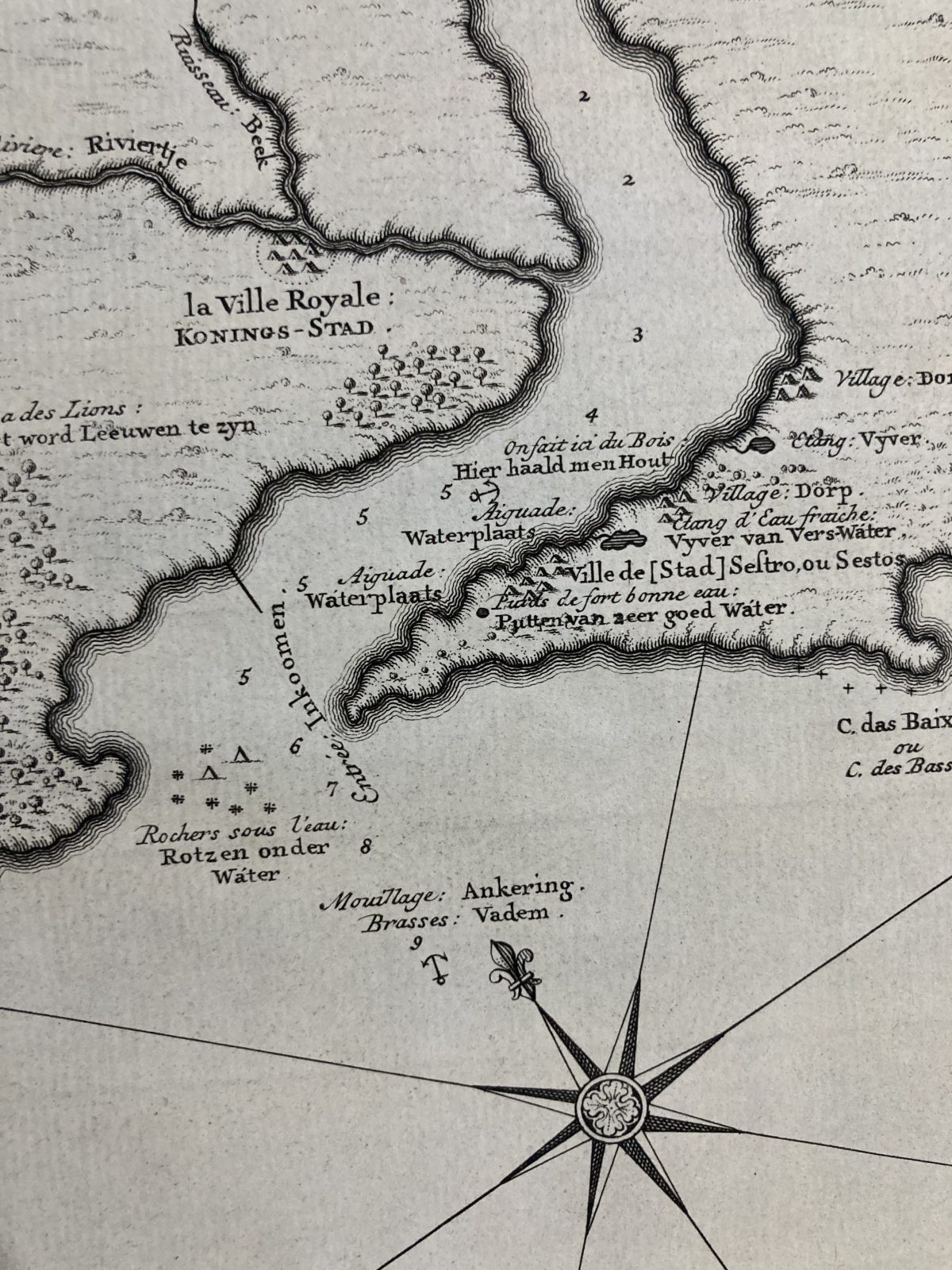 Cestos River Map Antique Copperplate Belling Liberia Africa