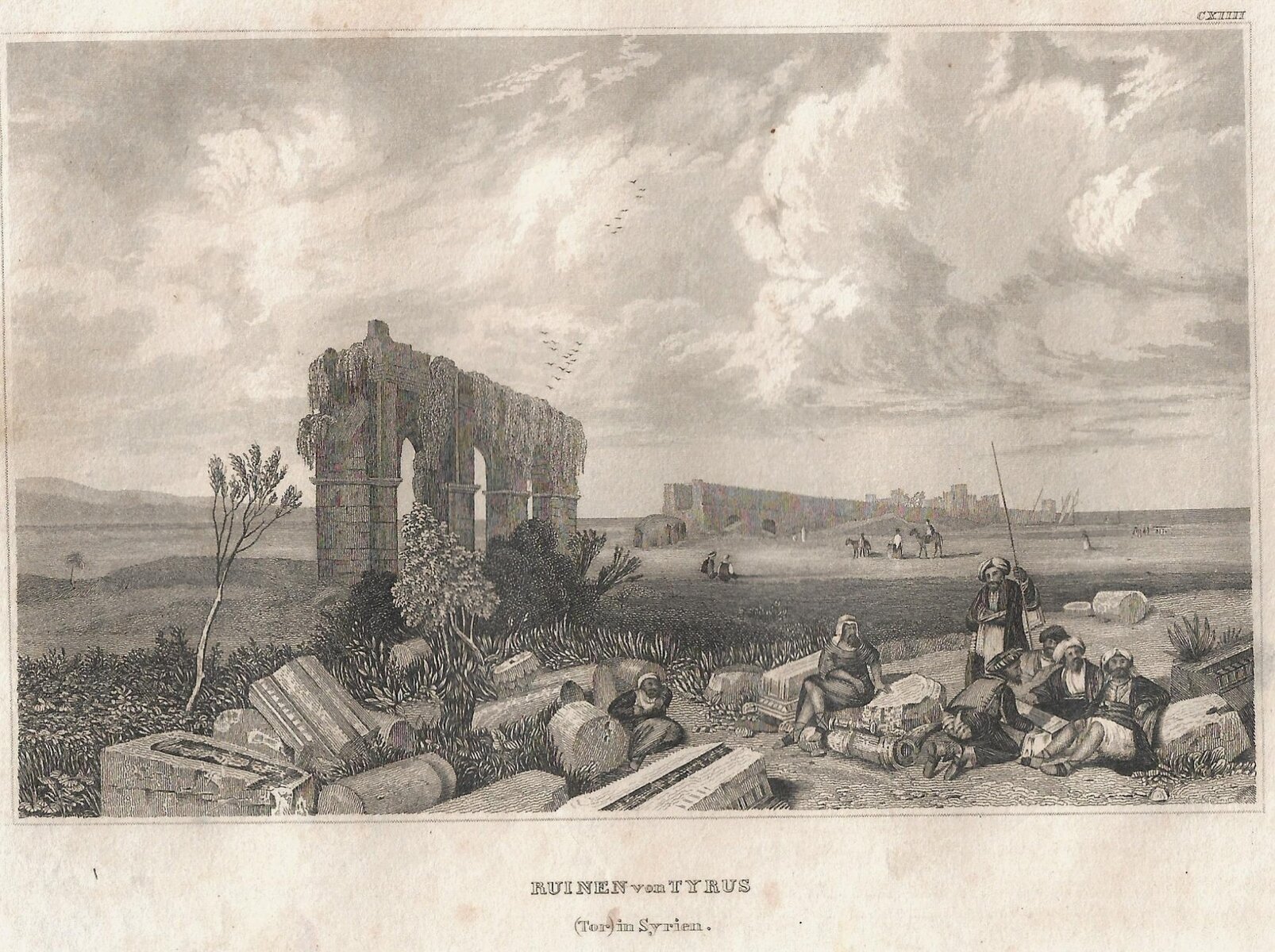 Antique Print Ruinen von Tyrus Syria 1840 Tyre Necropolis