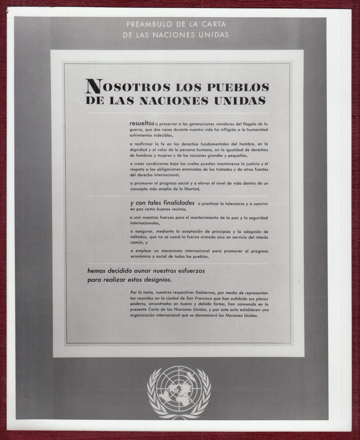 1966 Original Press Photo United Nations Preamble Spanish