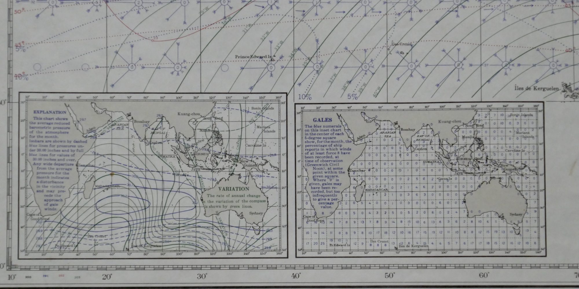 Nautical Chart Indian Ocean Pilot US Navy 1962 Maritime