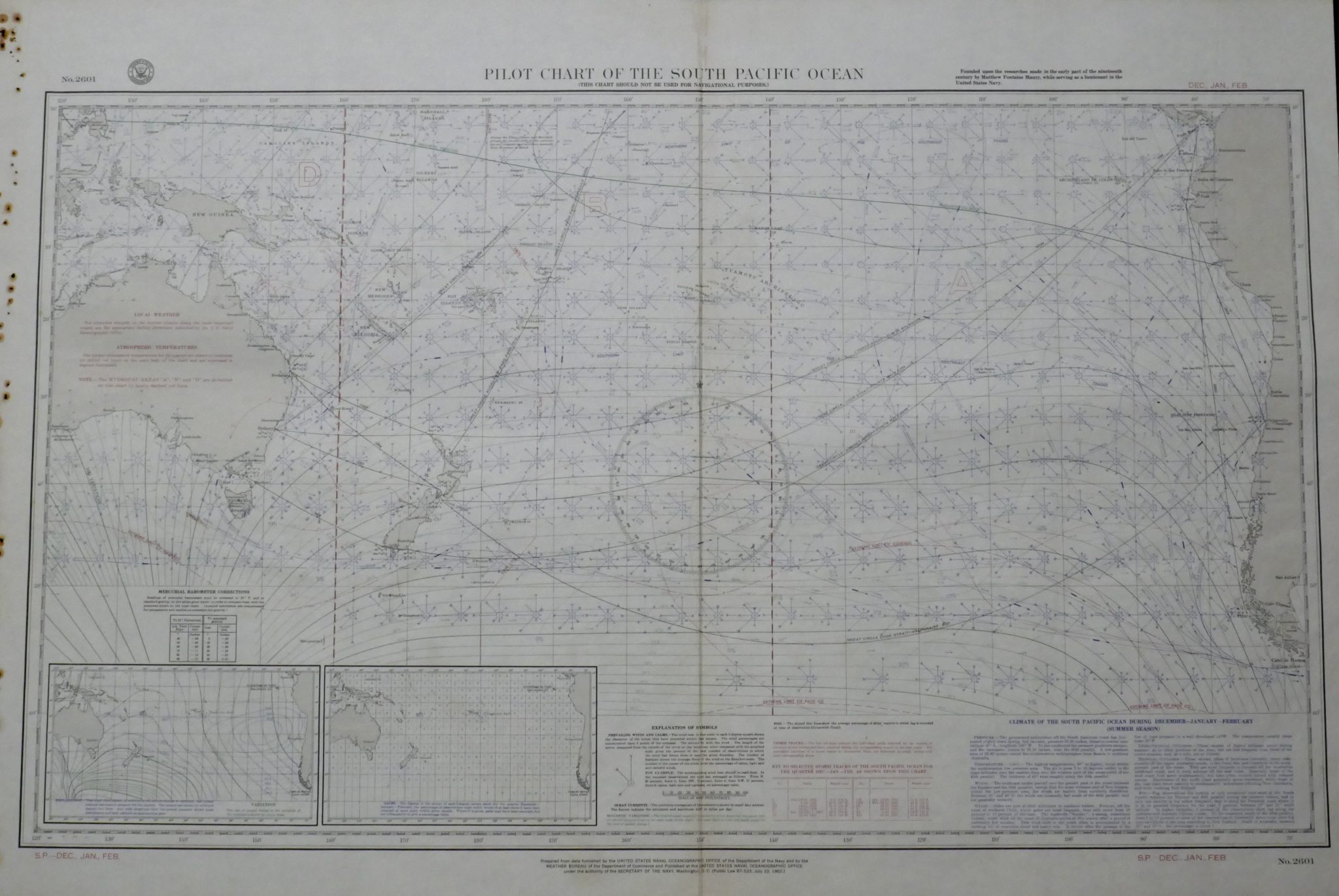 Nautical Chart South Pacific Ocean Pilot 1962 USA Navy
