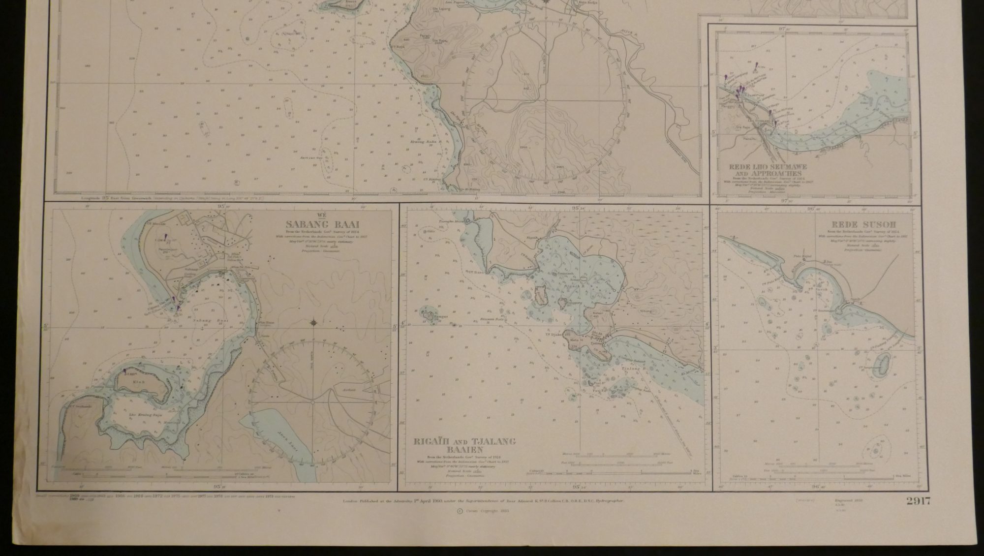 Nautical Chart Krueng Raja to Raba Baai Including We Sumatra Admiralty 1980