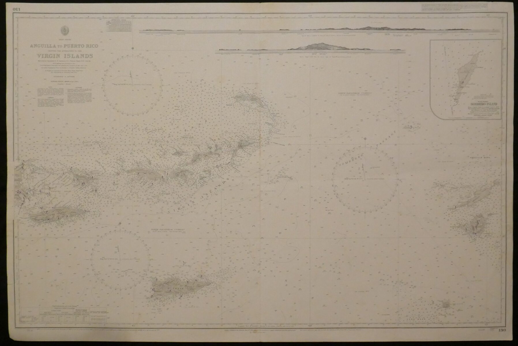 Nautical Chart Anguilla to Puerto Rico Virgin Islands Admiralty 1982