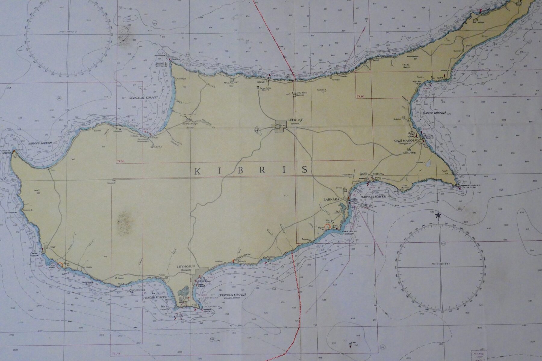Nautical Chart Cyprus Kibris Turkey Mediterranean 1971