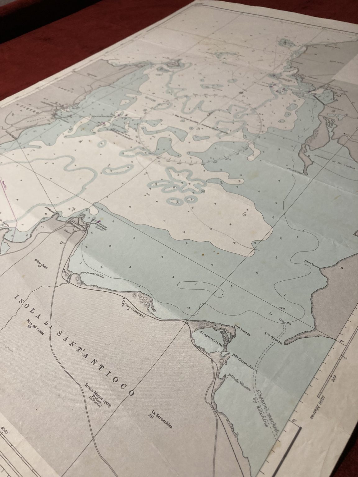 Nautical Chart Canale di San Pietro Channel Sardinia Mediterranean Sea ...