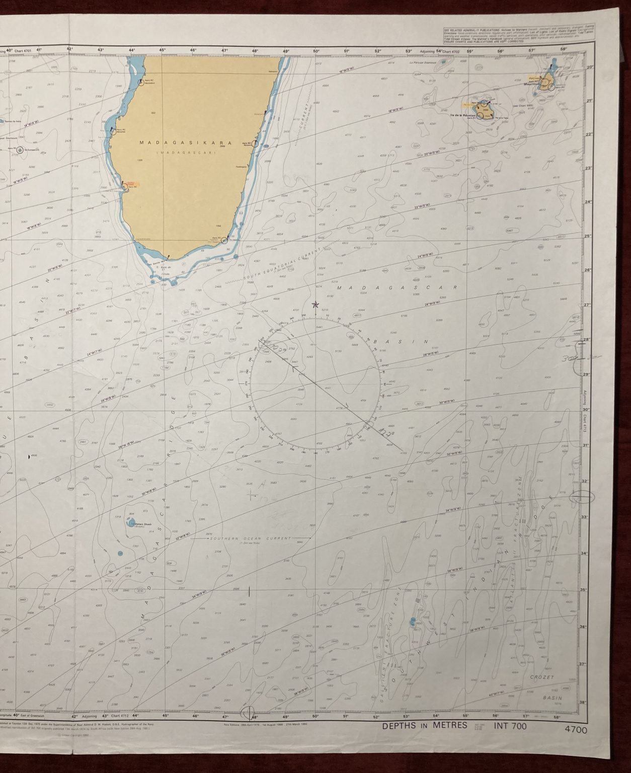 Nautical Chart Indian Ocean Port Elizabeth Mauritius South Africa ...