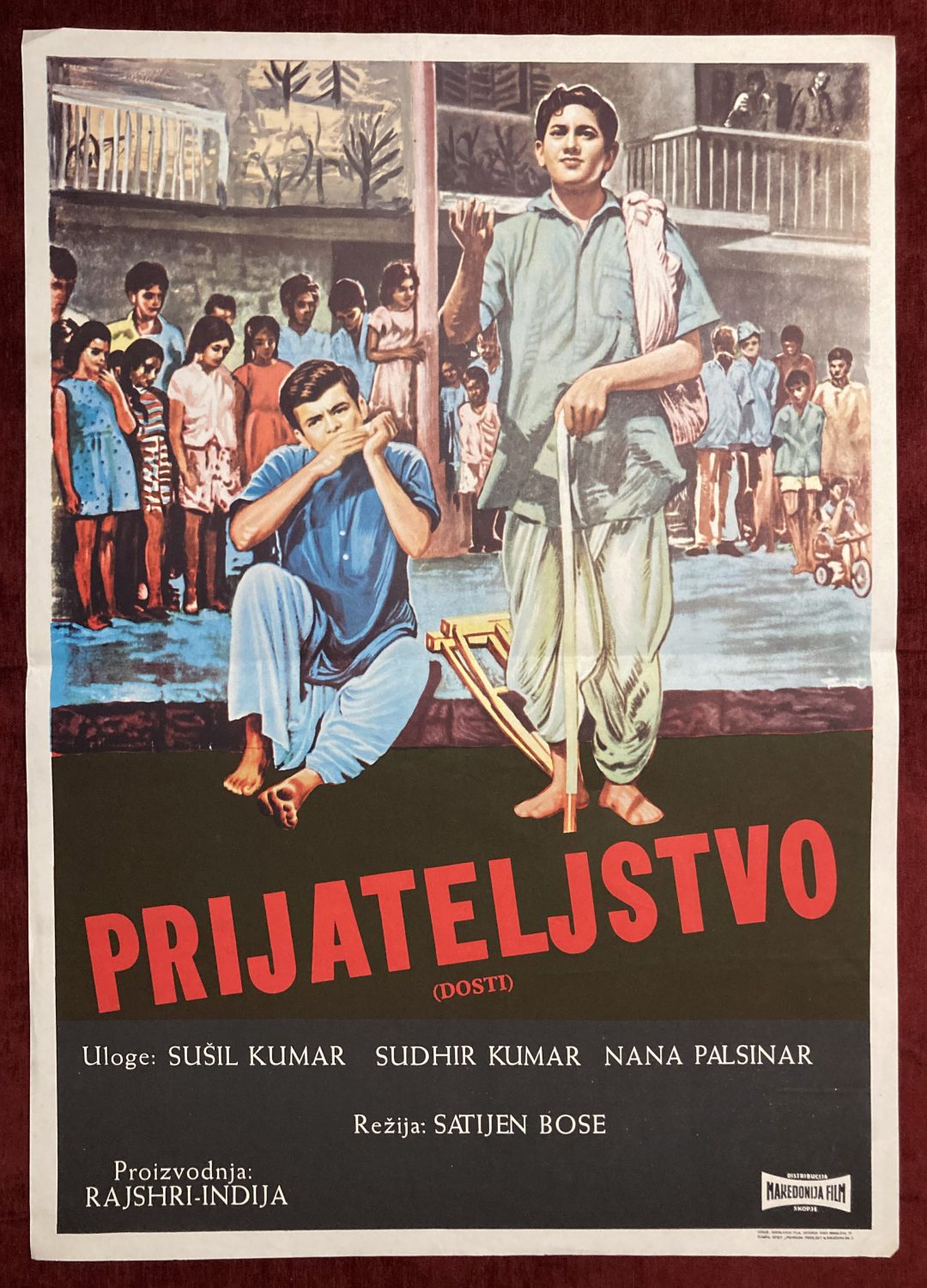 Vintage Movie Poster Dosti Bollywood Classic 1964 Bose