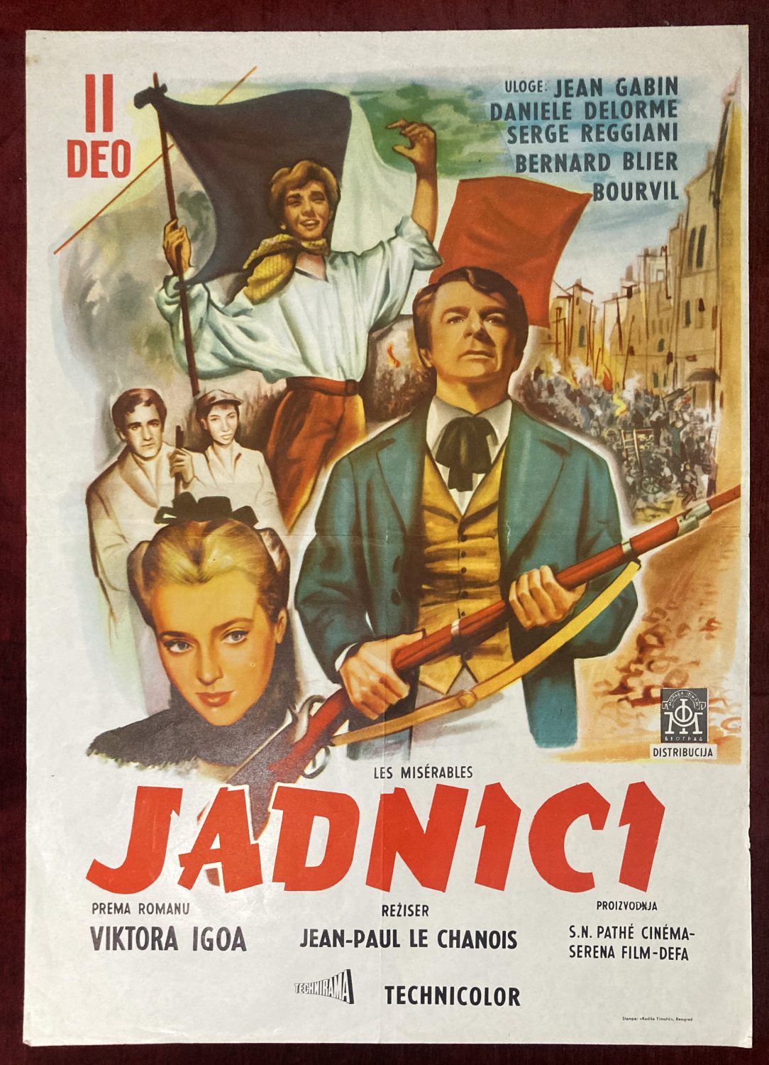 Vintage Poster Les Miserables 1958 Part 2 Le Chanois Jean Gabin