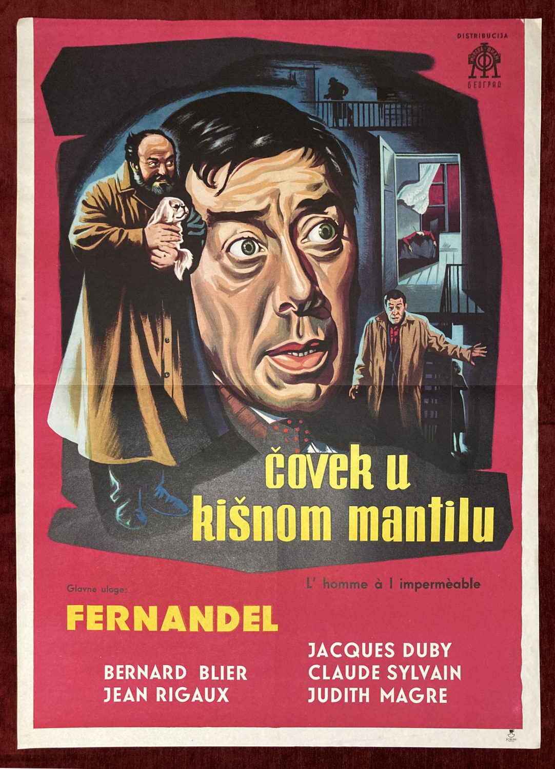 Vintage Poster Man in the Raincoat Homme a Impermeable 1957 Julien Duvivier