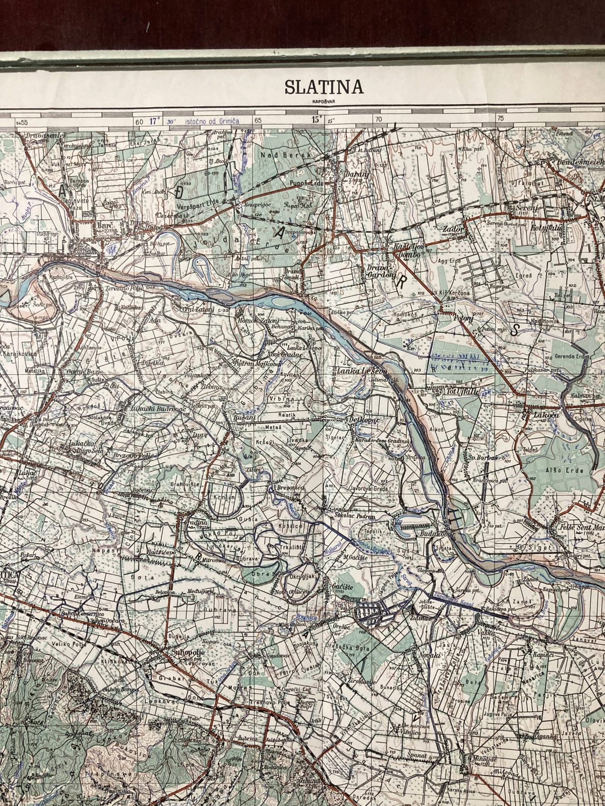 Topographic Military Map Slatina Croatia Vintage 50s