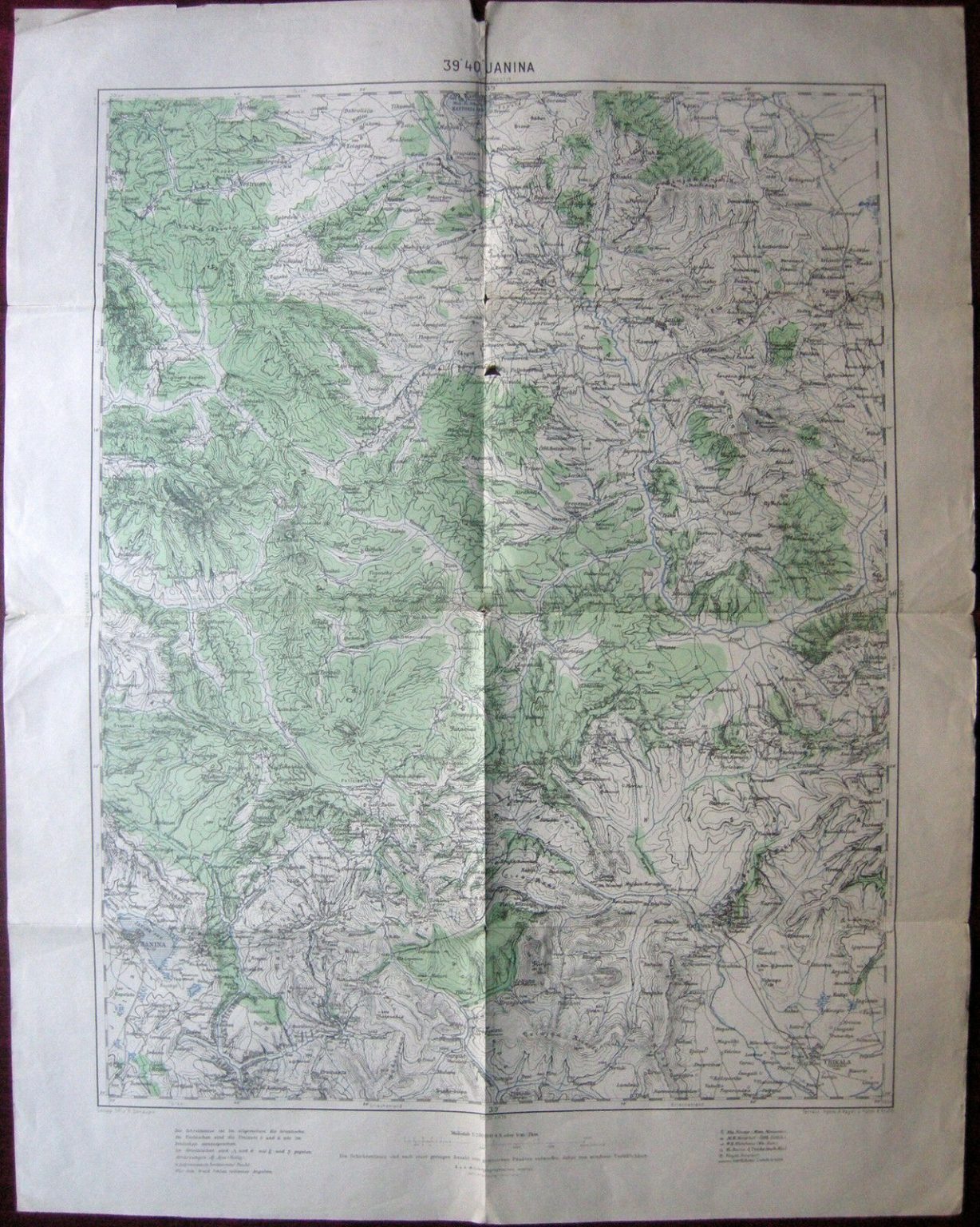 1900’s Military Topographic Map Janina Ioannina Yannena Ιωάννινα Epirus ...
