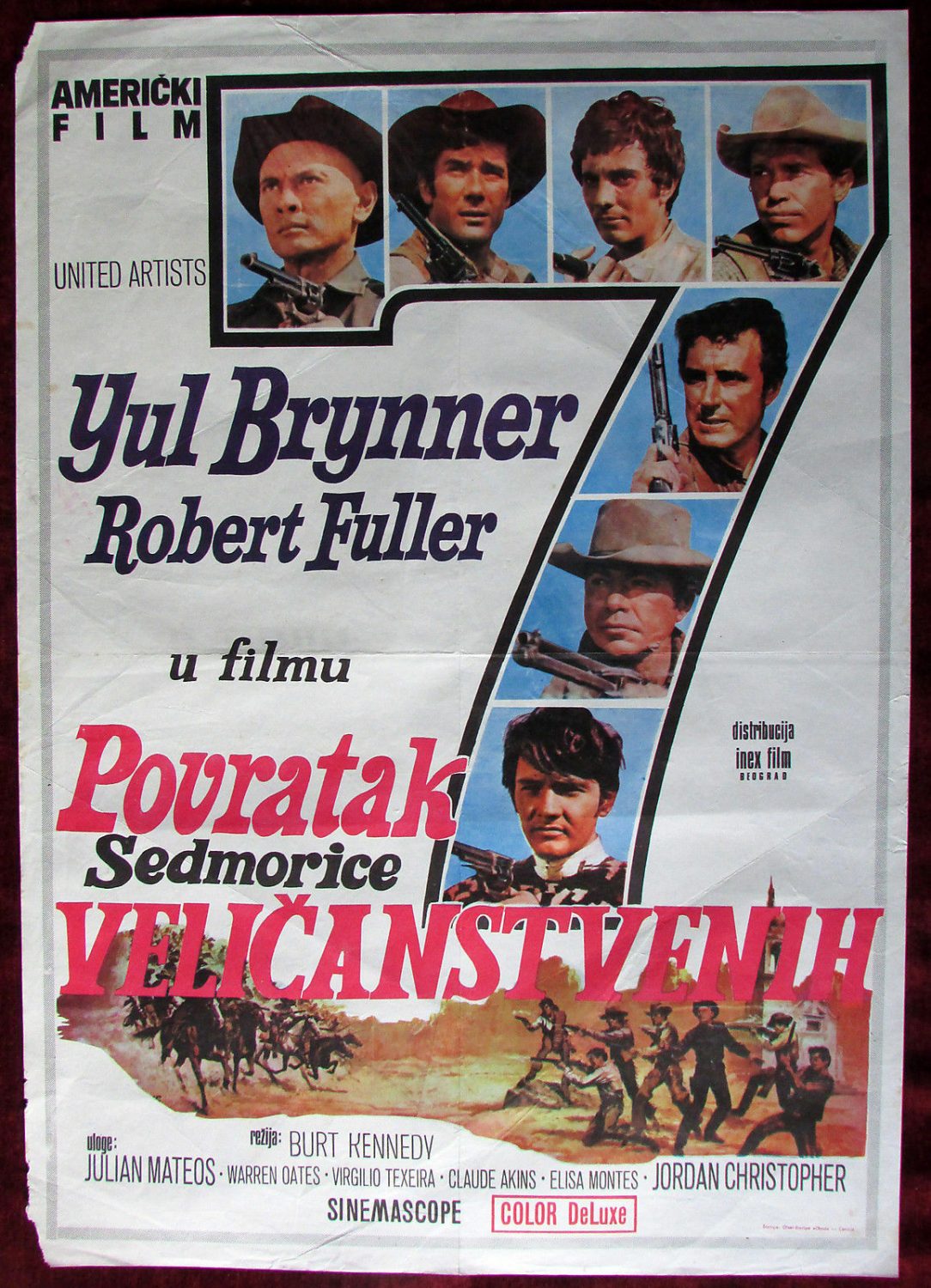 1966 Original Movie Poster Return Magnificent Seven Yul Brynner Kennedy ...