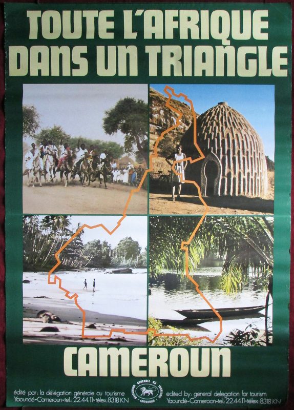 1980s Cameroon Travel Tourism Poster Africa Tribe Nature House People ...