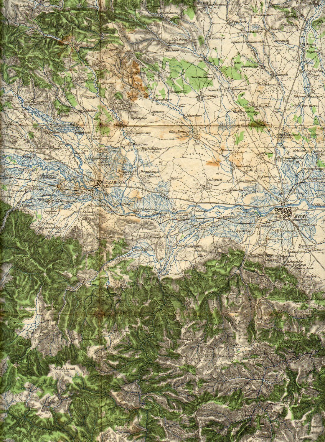 ORIGINAL MILITARY TOPOGRAPHIC DETAILED MAP Bulgaria Plovdiv ...