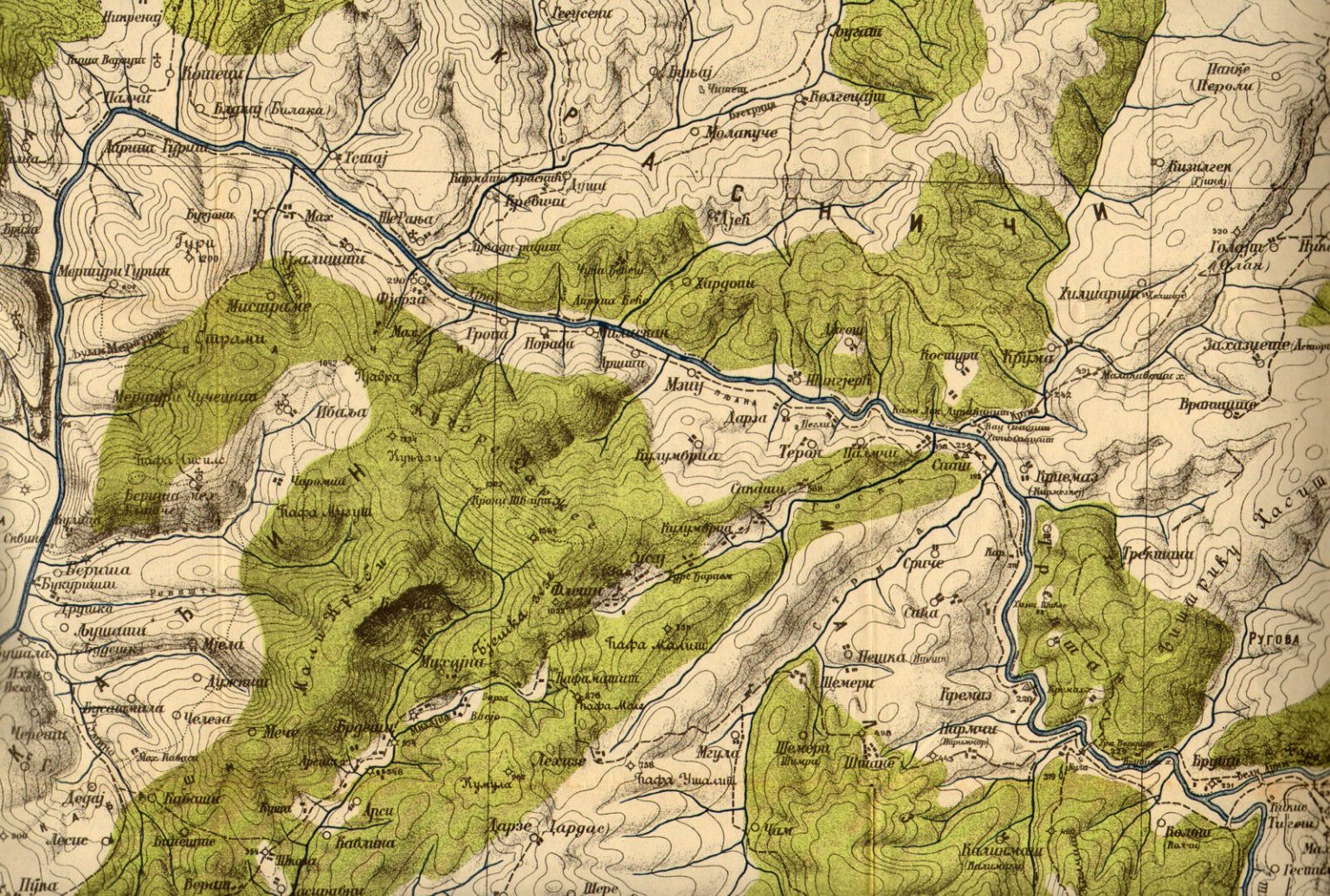 Original Military Topographic Detailed Map North Albania Drim Drin ...