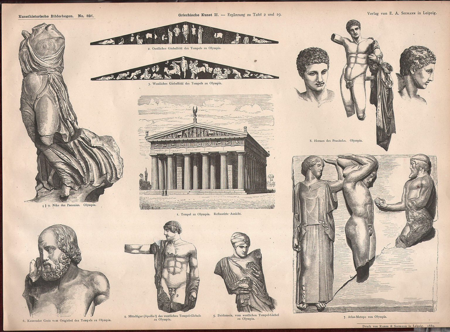 1877 Original Engraving Classical Art History Kunst Chronik Seemann German