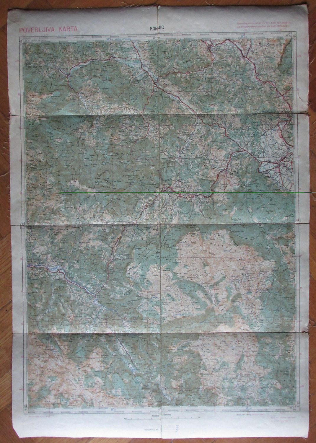Topographic Map Konjic Bosnia Serbia 1948 Military