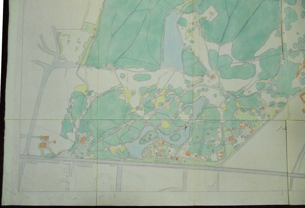1951 GIANT Maksimir Park Map Zagreb Colored Croatia Detailed Plants Plan