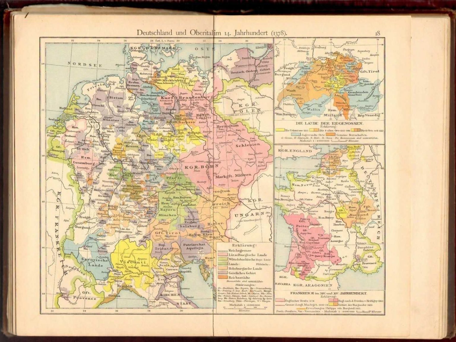 1897 Germany School Atlas History Geography World Maps Europe Asia America