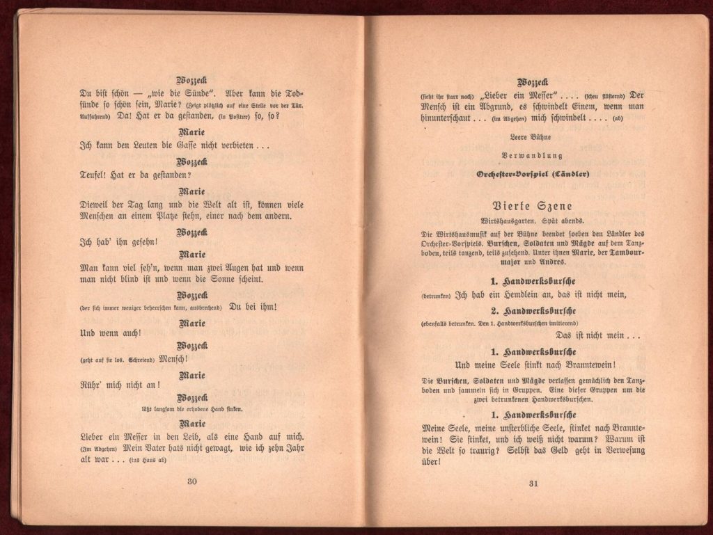 Wozzeck Opera Libretto Berg Alban 1923 Georg Buchner Woyzeck