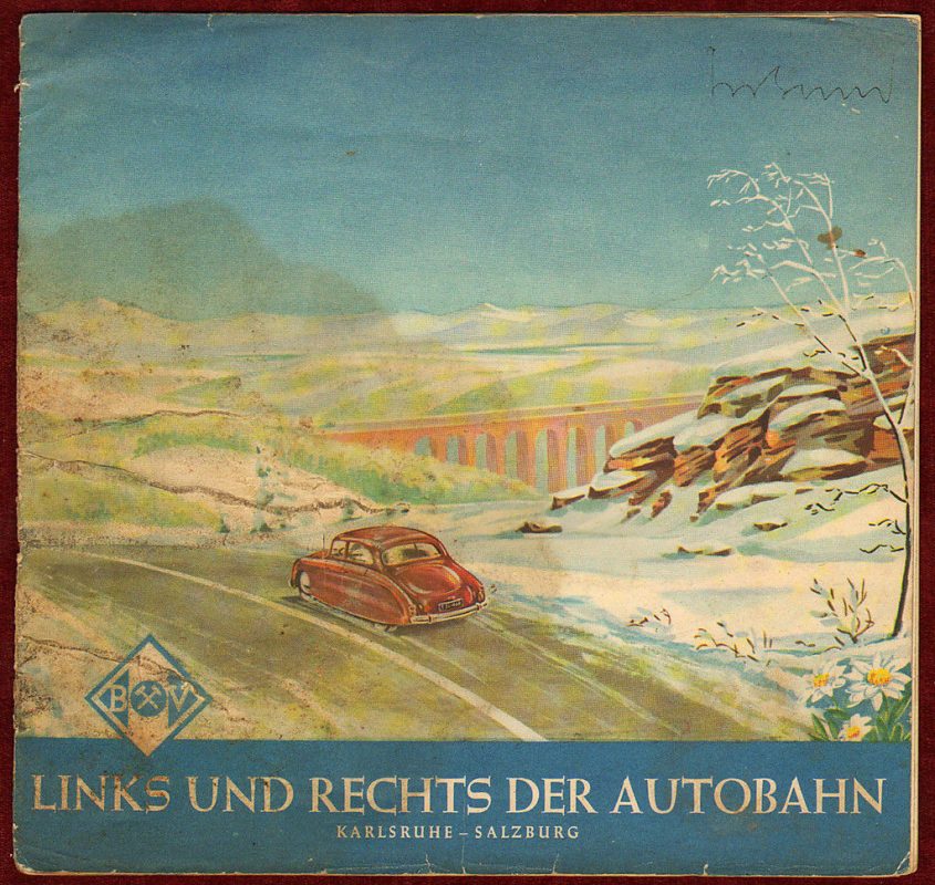 Map Autobahn German Highway Vintage Original 1950