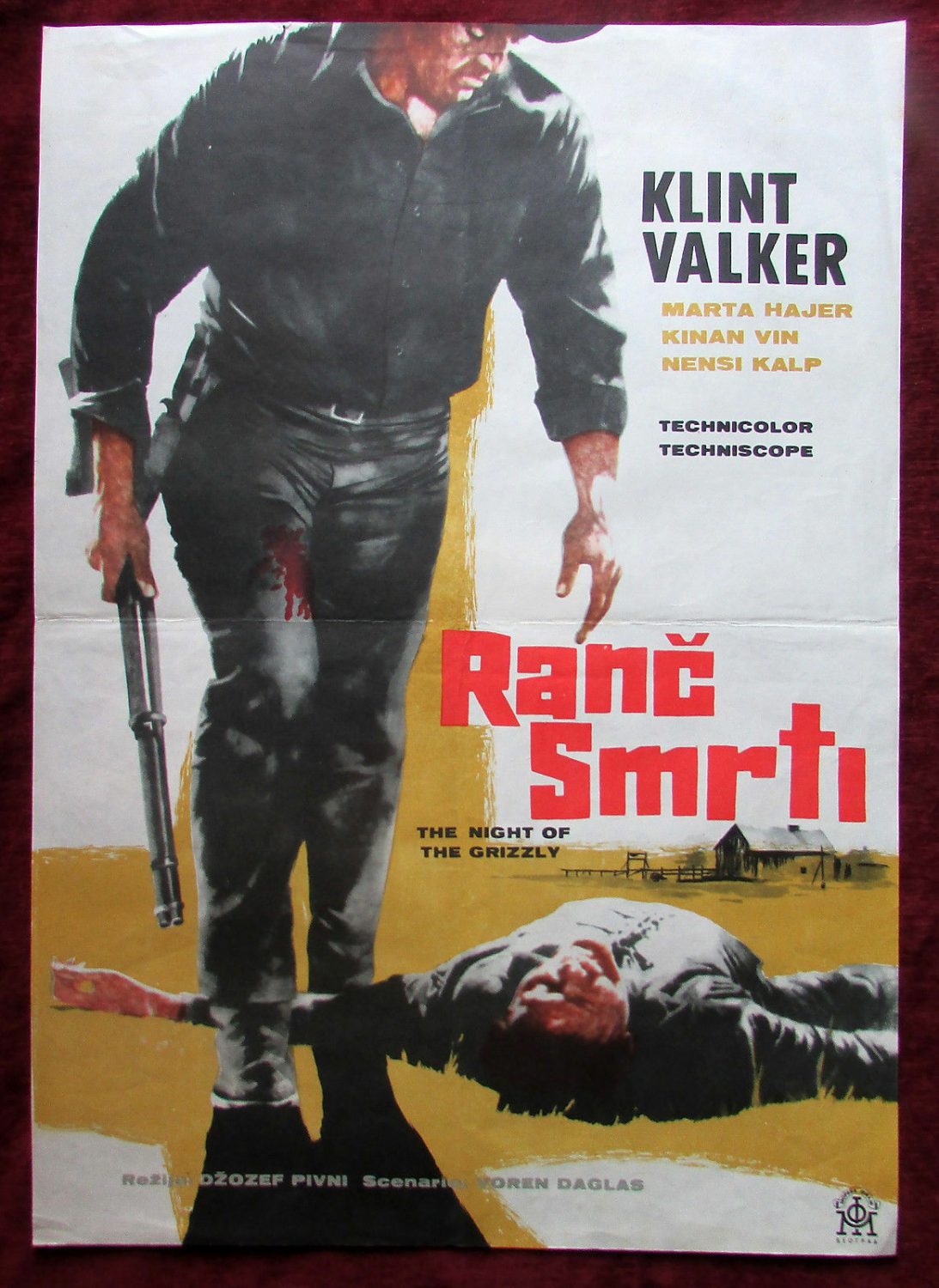 1966 Original Movie Poster The Night of the Grizzly Clint Walker Martha ...