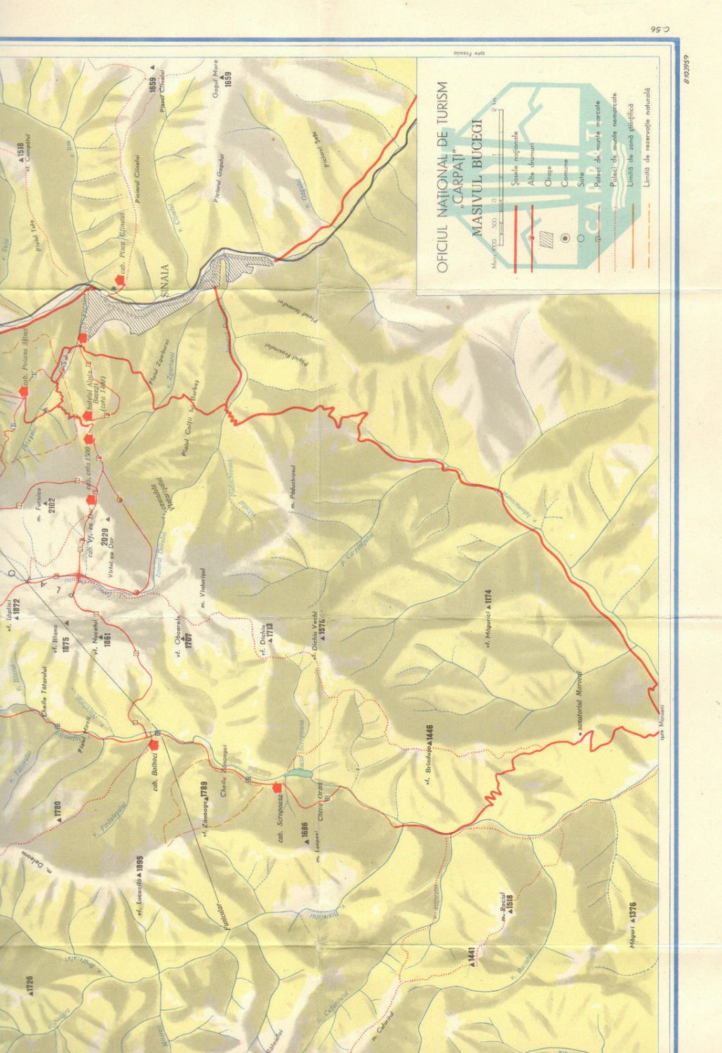 Carpathian Mountains Map Bucegi Romania Geographic Vintage