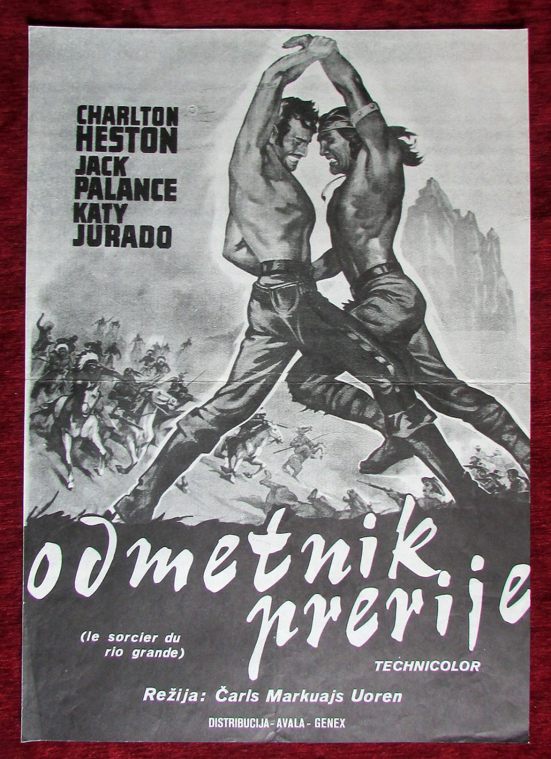 1953 Original Movie Poster Arrowhead Sorcier Rio Grande Warren Charlton ...