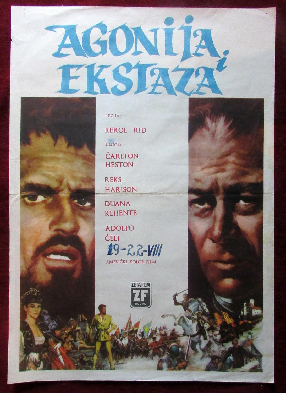 1965 Original Movie Poster The Agony and Ecstasy Charlton Heston Rex ...