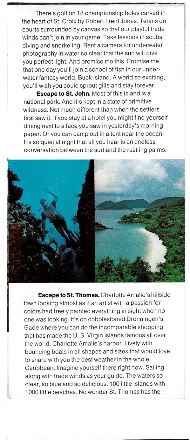 1970s Original Vintage Travel Brochure US Virgin Islands Caribbean ...