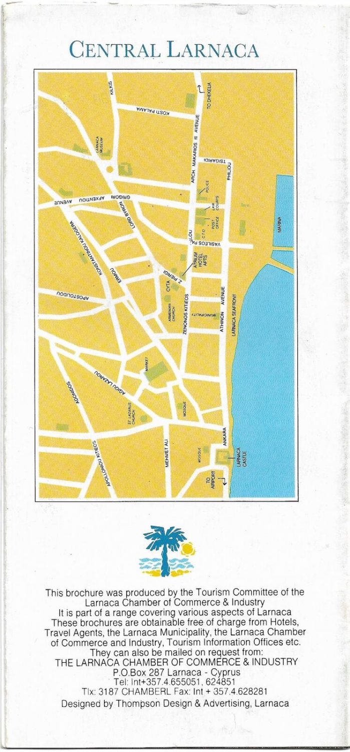 Original Travel Brochure Cyprus Larnaca Tourism Illustrated Map Guide ...